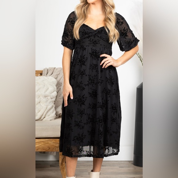 Blu Pepper | Dresses | Blu Pepper Black Velvet Floral Dress Nwt | Poshmark